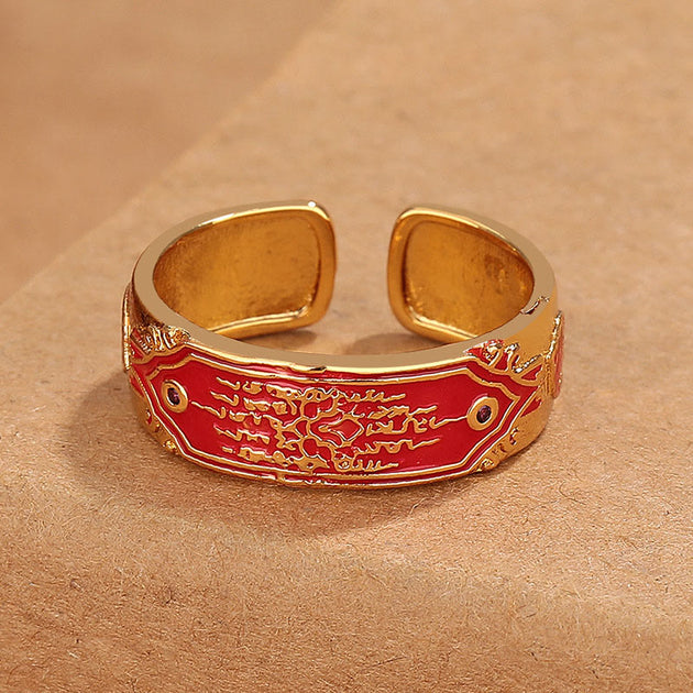 Buddha Stones Five Scriptures Copper Healing Ring – buddhastoneshop