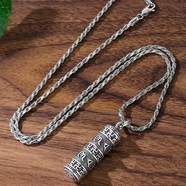 Buddha Stones Om Mani Padme Hum Swastika Twisted Chain Wisdom Necklace ...