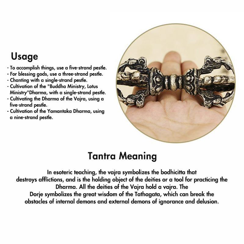 Buddha Stones Tibetan Meditation Bell and Vajra Dorje Copper Decoratio ...