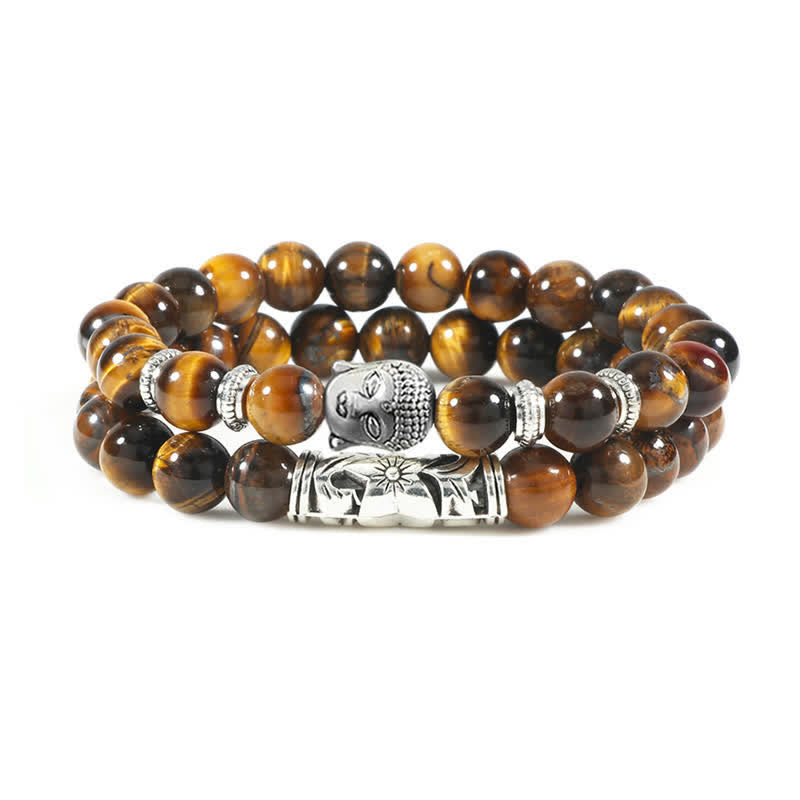 Buddha Stones 2Pcs Natural Crystal Agate Buddha Protection Bracelet ...