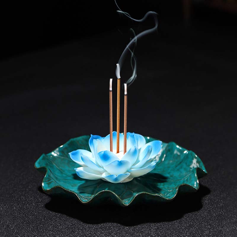 Buddha Stones Tibetan Lotus Blessing Incense Burner Decoration ...