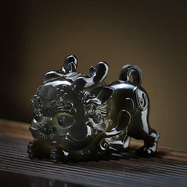 Buddha Stones Color Changing Small PiXiu Ingot Resin Tea Pet Wealth Ho ...