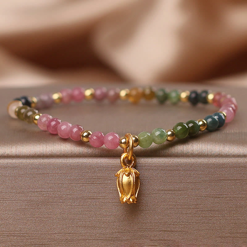 Buddha Stones Colorful Tourmaline Flowers Positive Bracelet ...