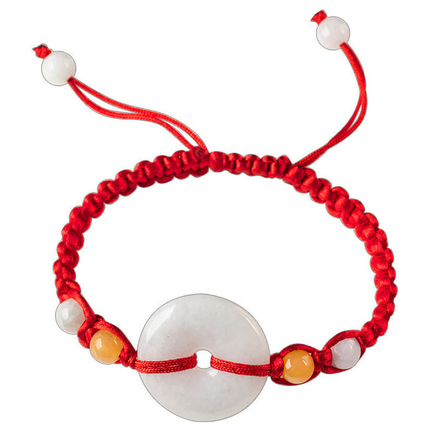 Buddha Stones Jade Peace Buckle Luck Red String Bracelet – buddhastoneshop