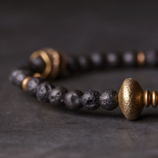 Buddha Stones Support Healing Lava Rock Beads Copper Bracelet ...