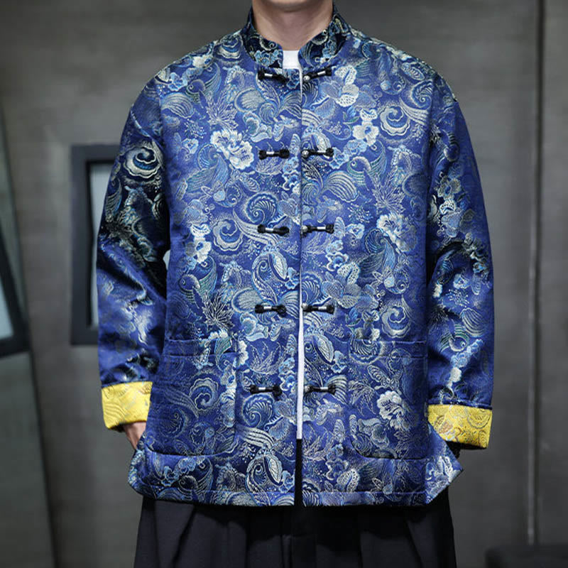 Buddha Stones Frog-Button Chinese Tang Suit Stand Collar Long Shirt Me ...