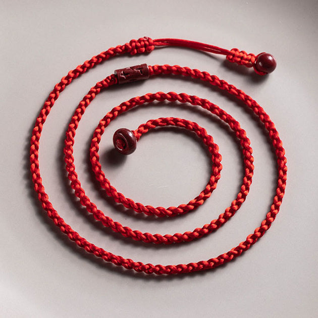Buddha Stones Natural Cinnabar Calm Blessing Red String Belly Chain ...