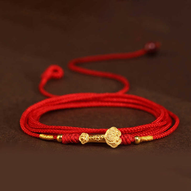 Buddha Stone 999 Solid Gold Red String Belly Chain – buddhastoneshop