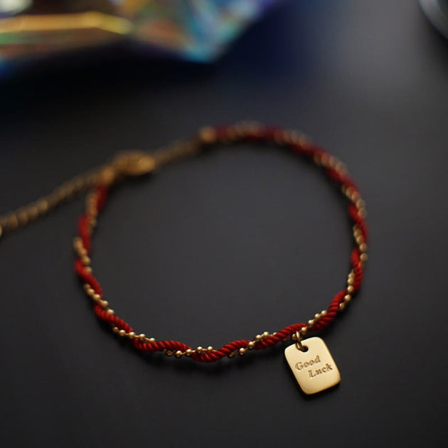 Buddha Stones Red String Gold Plated Copper Good Luck Strength Bracele ...