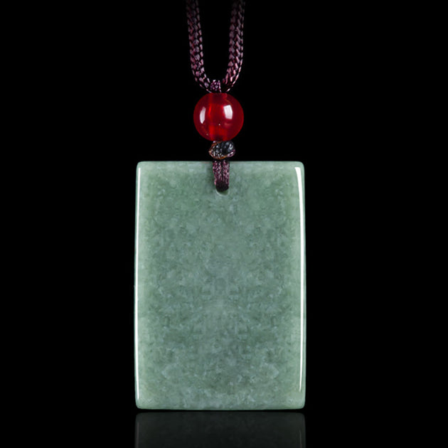 Buddha Stones Formless Buddha Jade Square Amulet Prosperity String Nec ...