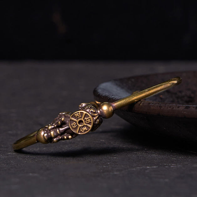 Buddha Stones Pi Xiu Carrying Compass Fu Character Copper Brass Luck W ...
