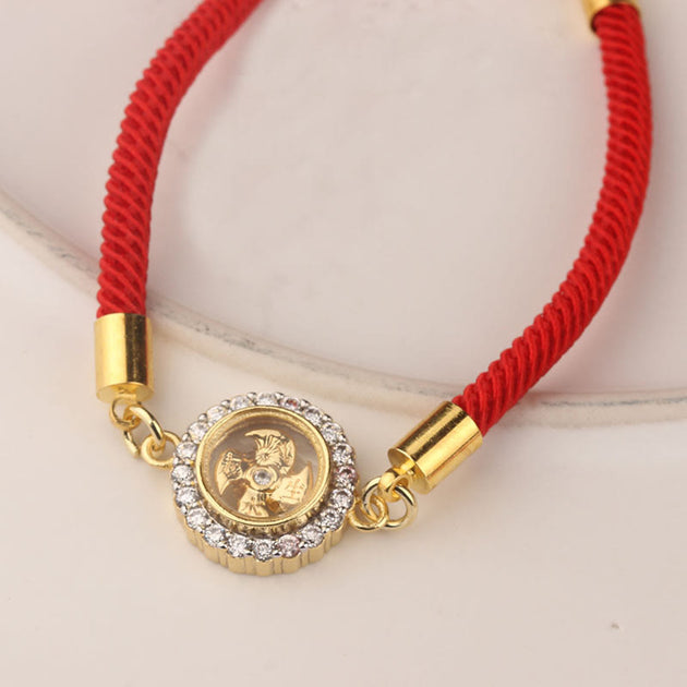 Buddha Stones Red String Copper Brass Rotatable Windmill Feng Sheng Sh ...