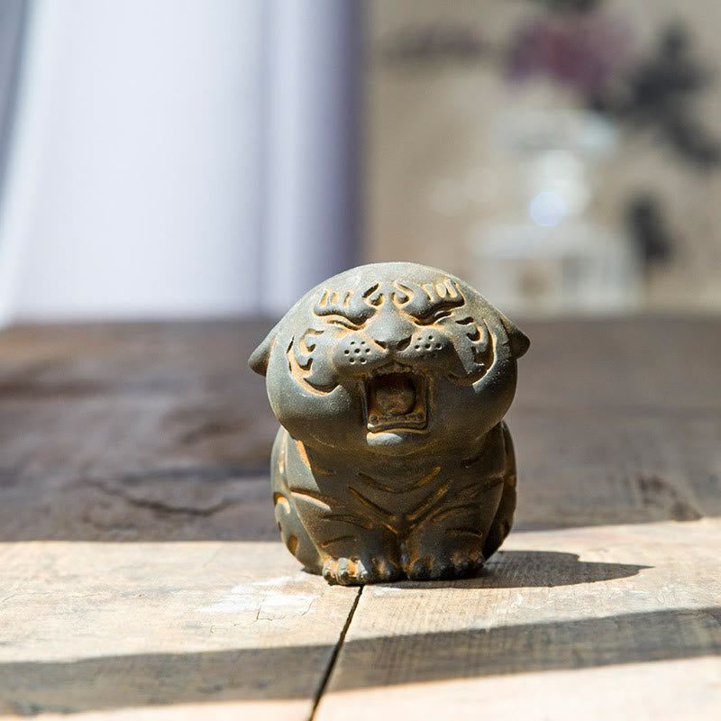 Buddha Stones Mini Cute Tiger Iron Powder Rust Cast Resin Statue Home ...