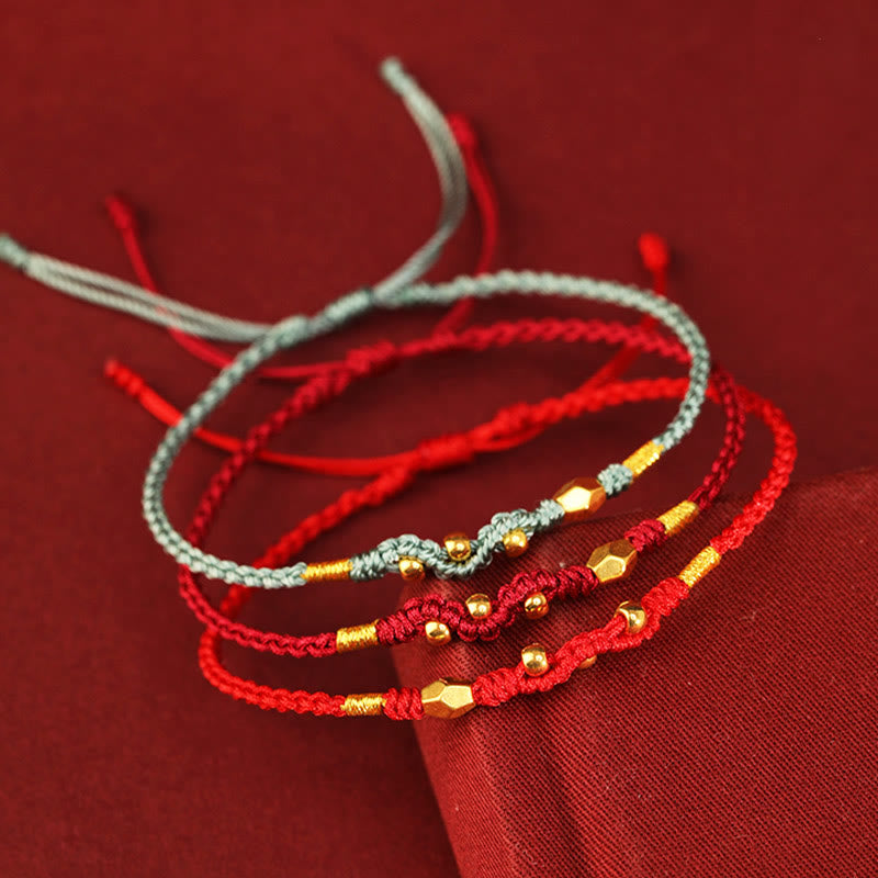 Buddha Stones 999 Gold Year of the Snake Mini Gold Bead Handmade Luck ...