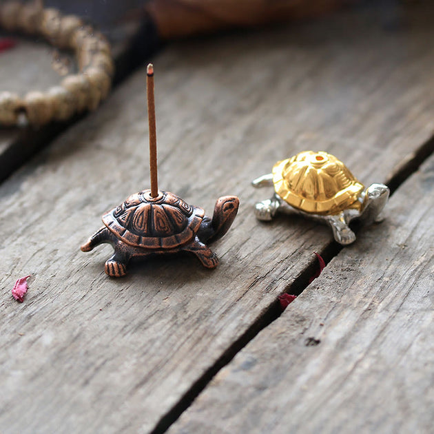 Buddha Stones Alloy Turtle Snail Healing Incense Burner Desk Decoratio ...