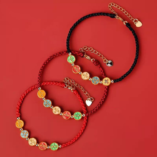 Buddha Stones Red String 925 Sterling Silver Five Ways God Of Wealth C ...