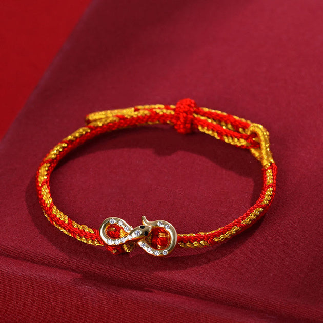Buddha Stones Red String Mobius Strip Year Of The Snake Luck Braided B ...