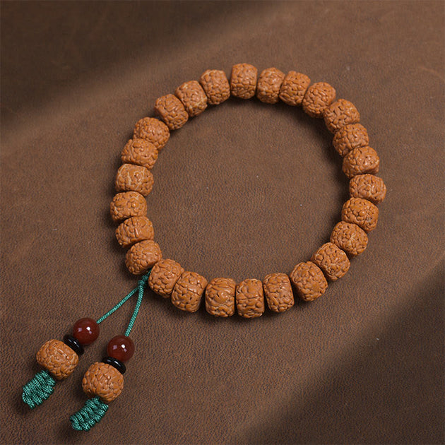 Buddha Stones Tibetan Rudraksha Bodhi Seed Agate Wealth Bracelet ...