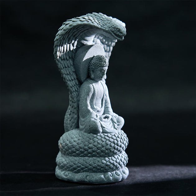 Buddha Stones Shakyamuni Snake Meditation Sandstone Zen Statue Compass ...