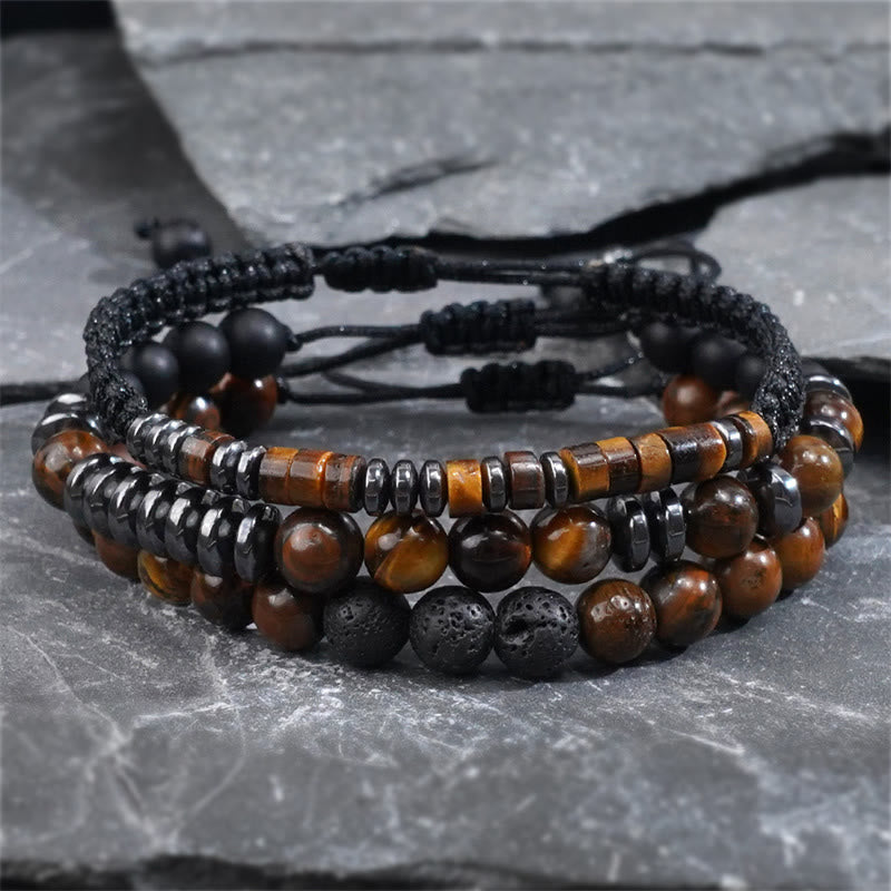 FREE Today: Protection and Strength 3Pcs Tiger Eye Lava Rock Bracelet ...