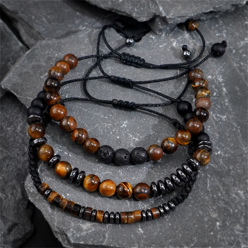 FREE Today: Protection and Strength 3Pcs Tiger Eye Lava Rock Bracelet ...