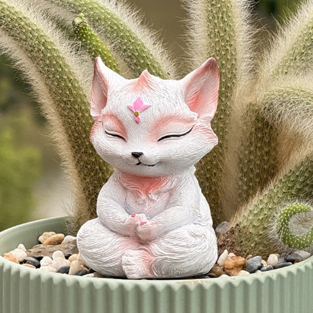 Buddha Stones Small Nine Tailed Fox Sitting Protection Resin Home Deco ...