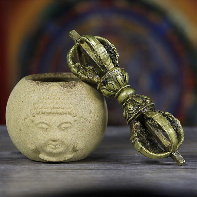 Buddha Stones Handmade Nepal Five Prong Vajra Dorje Copper Metal Decor ...
