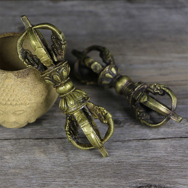 Buddha Stones Handmade Nepal Five Prong Vajra Dorje Copper Metal Decor ...