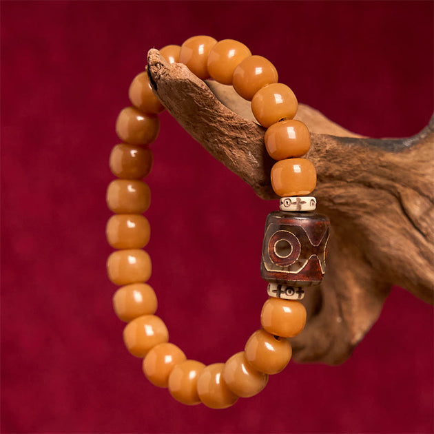 Buddha Stones Tibetan Bodhi Seed Dzi Bead Keep Away Evil Spirits Brace ...