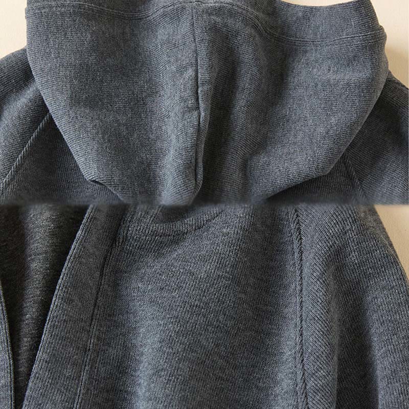 Buddha Stones Plain Buttons Women's Cotton Hooded Jacket With Pockets ...