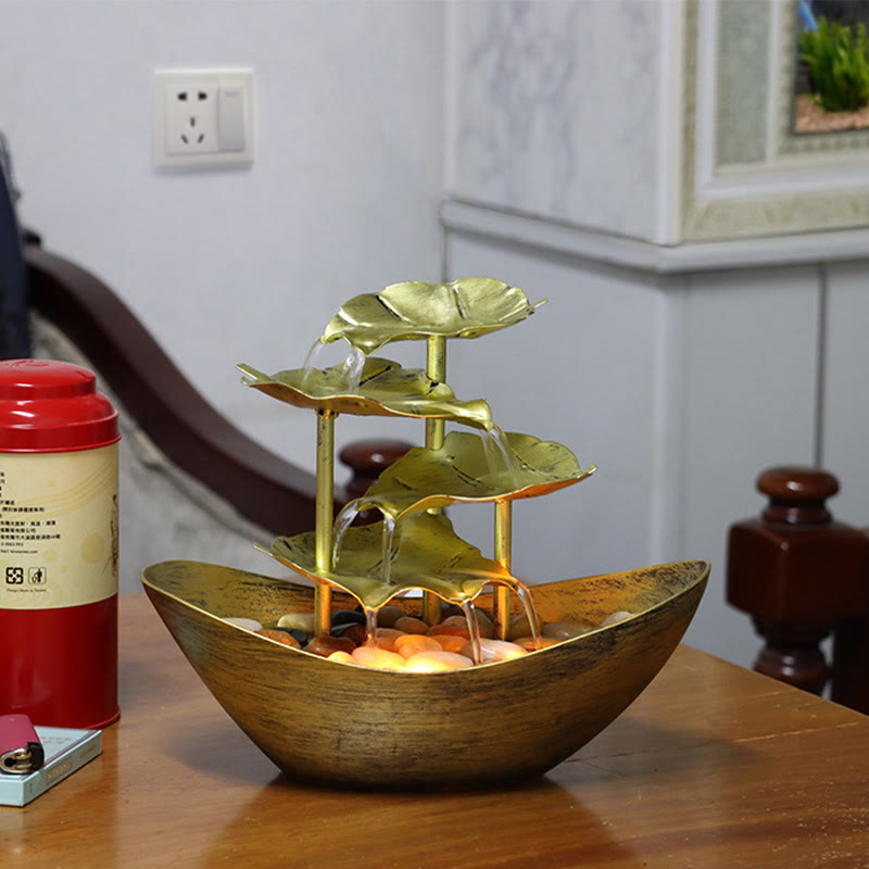Buddha Stones Lotus Leaf Shaped Waterfall Fountain Tabletop Ornaments ...
