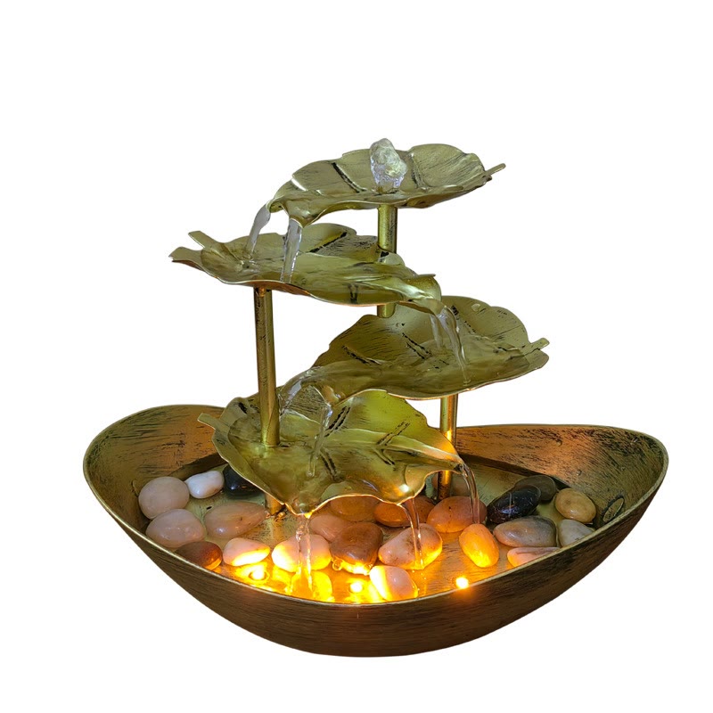 Buddha Stones Lotus Leaf Shaped Waterfall Fountain Tabletop Ornaments ...