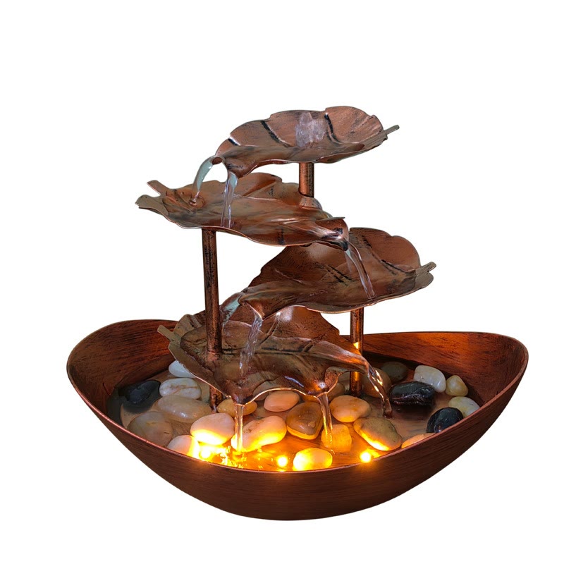 Buddha Stones Lotus Leaf Shaped Waterfall Fountain Tabletop Ornaments ...