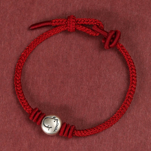 Buddha Stones Year of the Horse 999 Sterling Silver Red String Braided ...