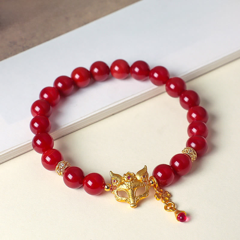 Buddha Stones Nine Tailed Fox South Red Agate Success Bracelet ...