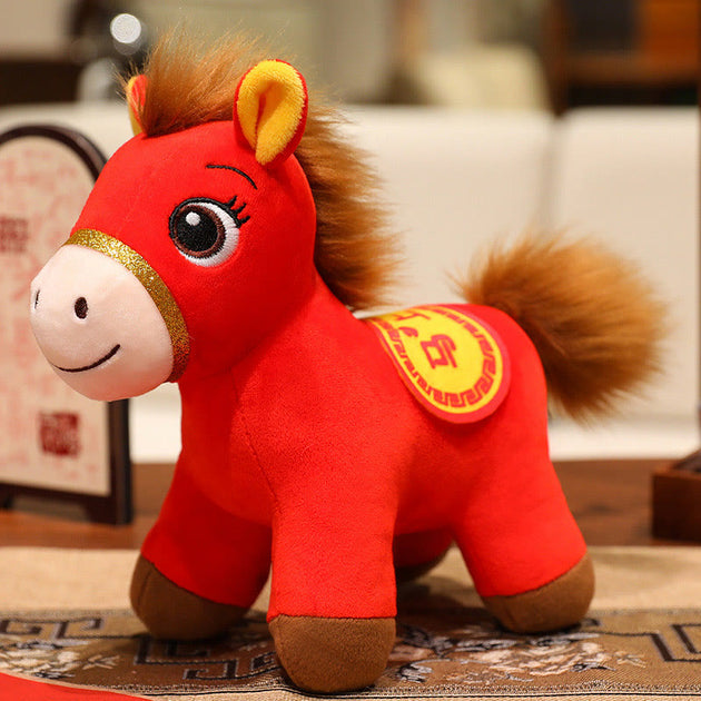 Buddha Stones Year Of The Horse Red Standing Horse Plush Doll Wealth P ...
