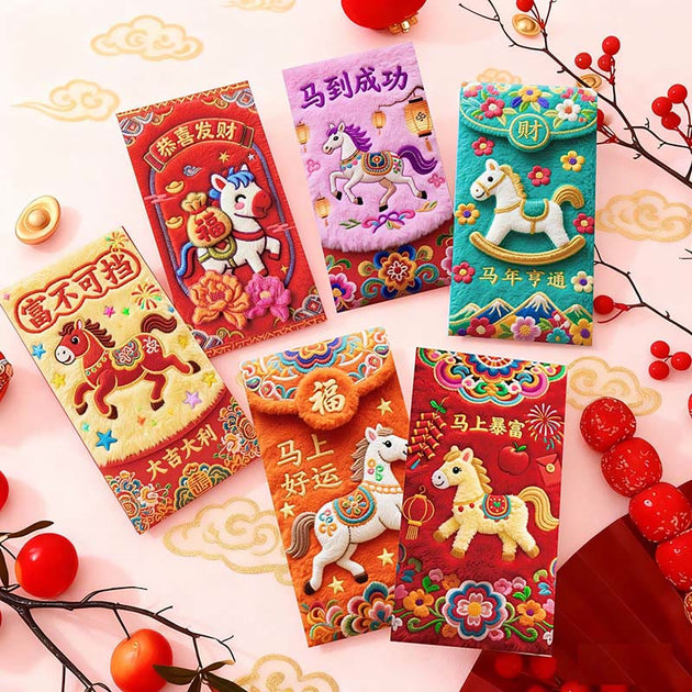 Buddha Stones Year Of The Horse 2026 New Year Good Luck 6pcs Chinese R ...