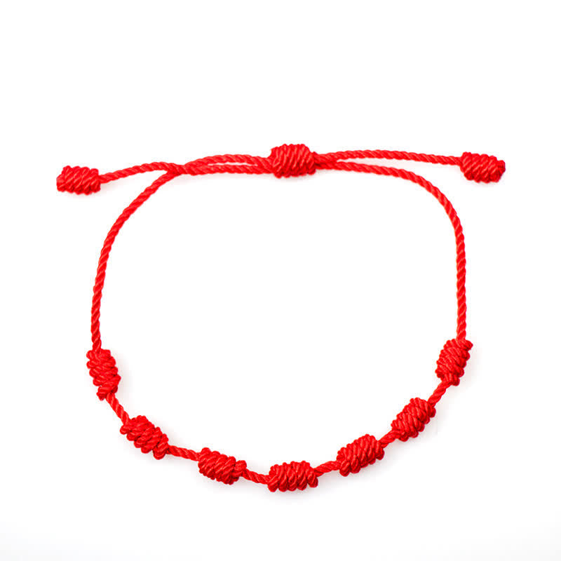 Buddha Stones 4Pcs Evil Eye Seven Knot Red String Protection Bracelet ...