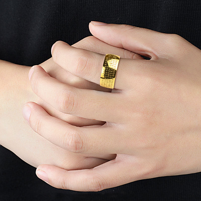 Buddha Stones FengShui Buddhism Ancient Heart Sutra Lucky Ring ...