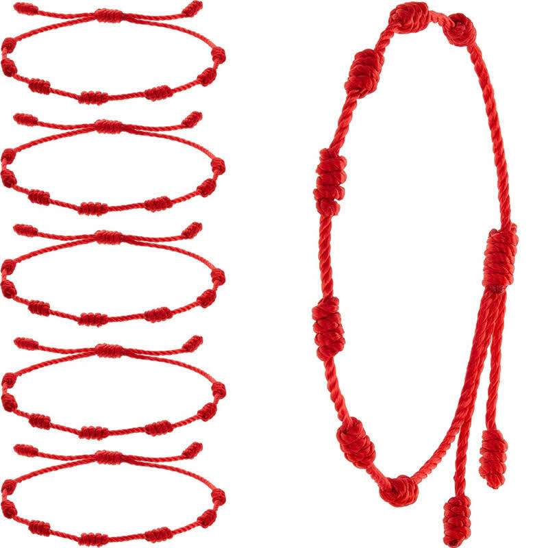 Buddha Stones 4Pcs Evil Eye Seven Knot Red String Protection Bracelet ...