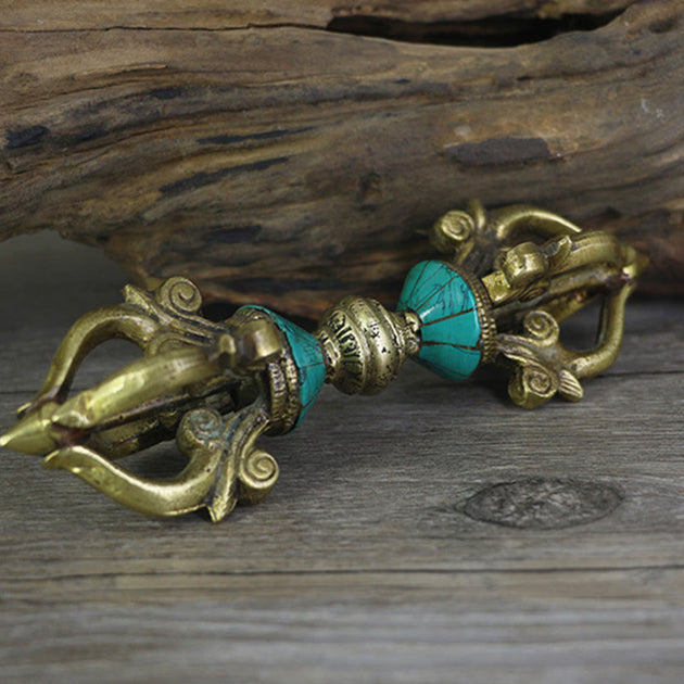 Buddha Stones Tibetan Five Prong Vajra Dorje Handcrafted Nepal Spiritu ...