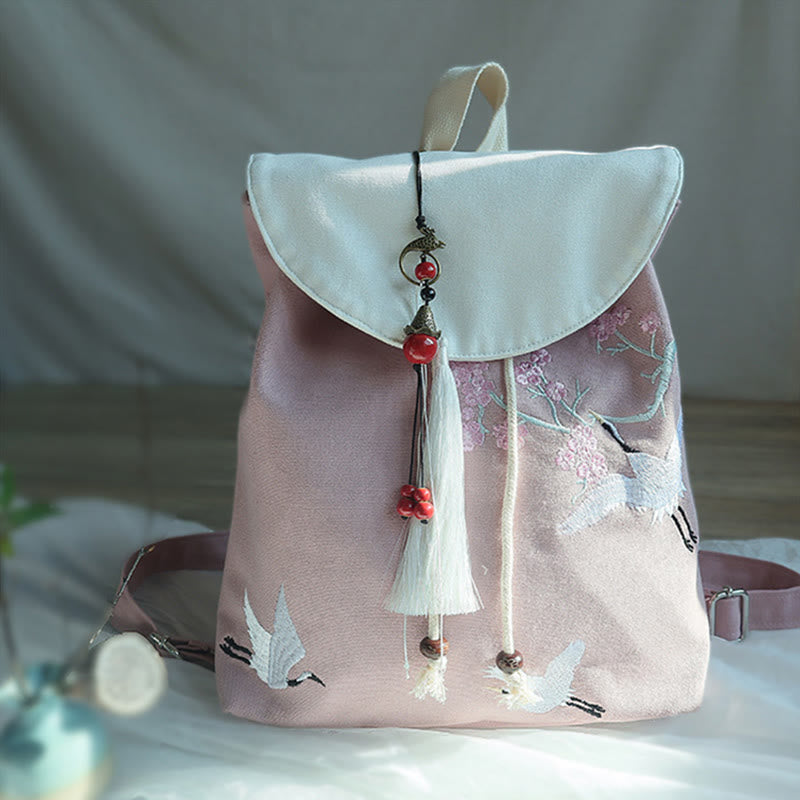 Buddha Stones Handmade Embroidered Large Capacity Canvas Backpack ...