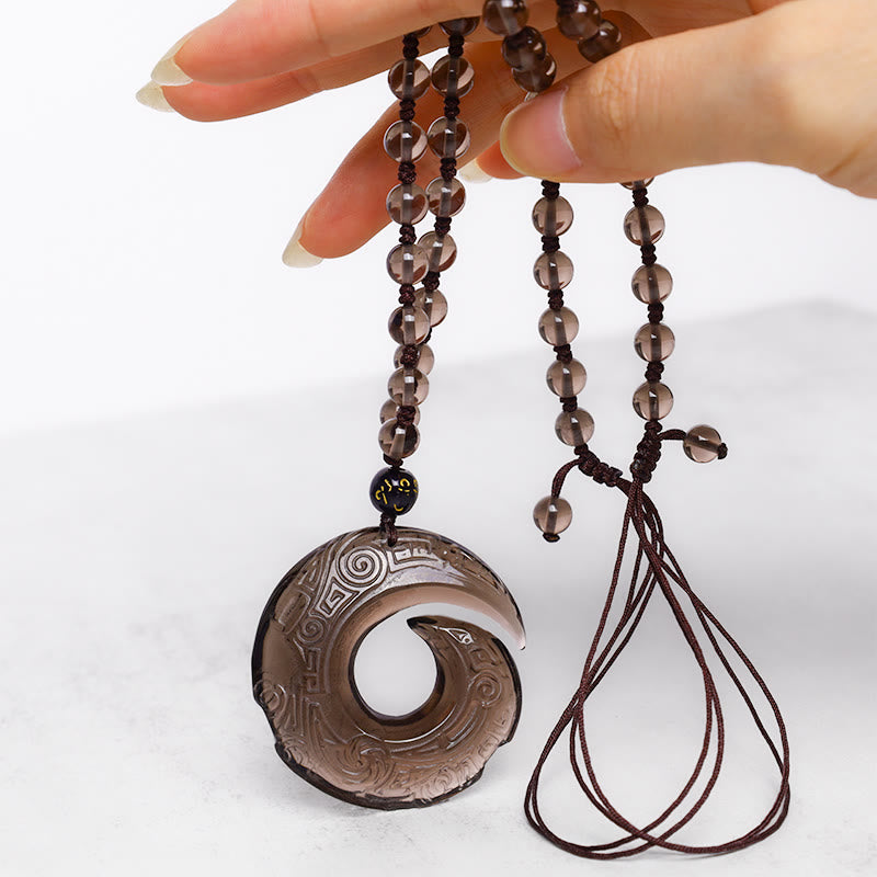 Buddha Stones Natural Black Obsidian Ice Obsidian Strength Necklace Pe ...