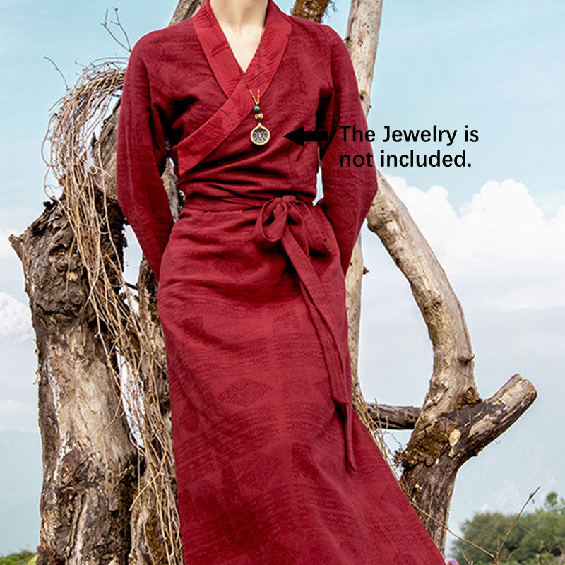 Buddha Stones Tibetan Dress Clothing Lhasa Long Wrap Dress Maxi Dress ...