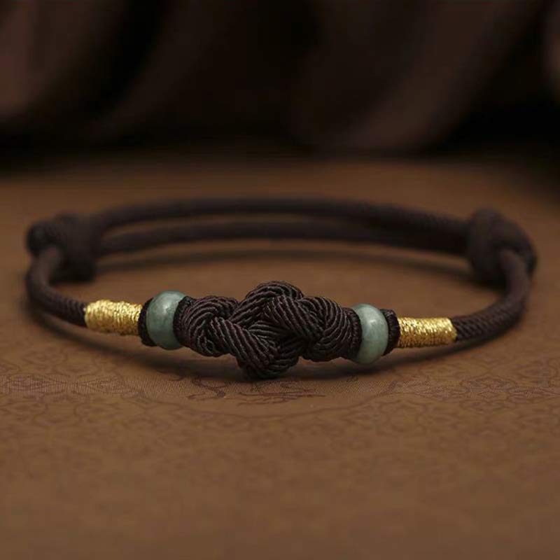 Buddha Stones Red String Jade Luck Fortune Knot Braided String Bracele ...