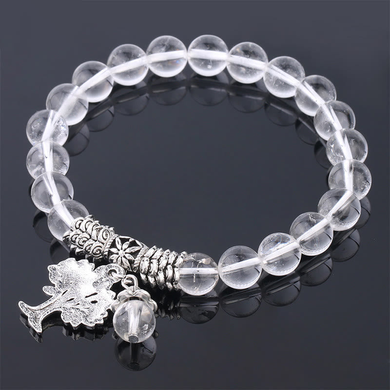 Buddha Stones Natural Gemstone Tree of Life Lucky Charm Stretch Bracel ...