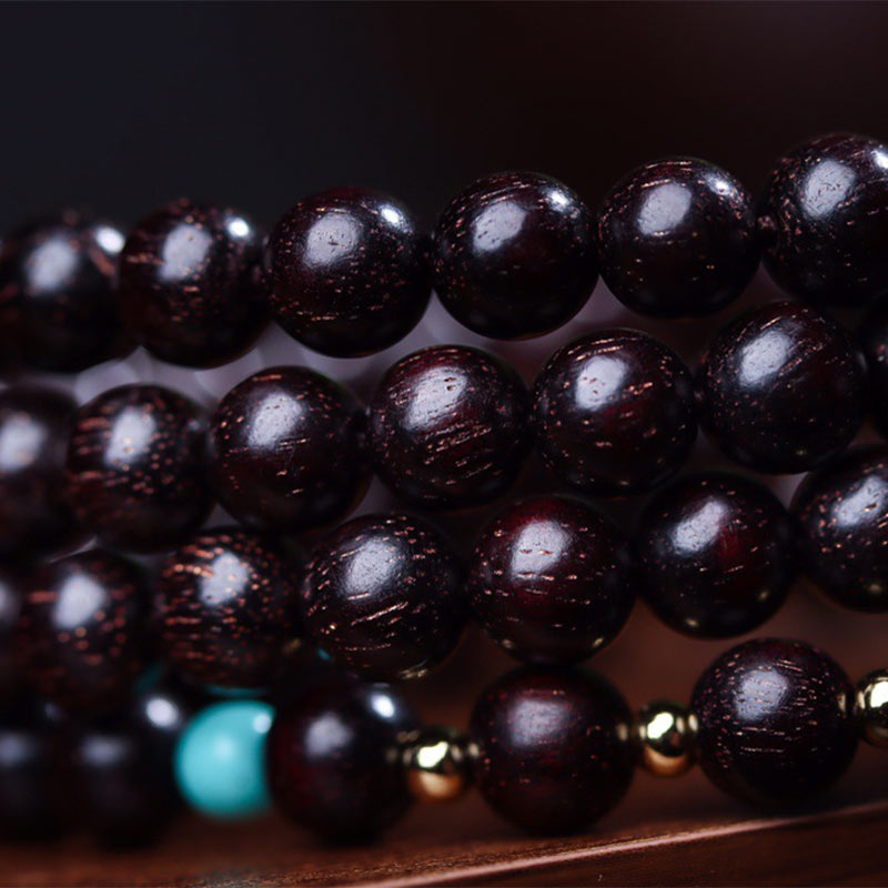 Buddha Stones 108 Mala Beads Tibetan Small Leaf Red Sandalwood Lotus B ...