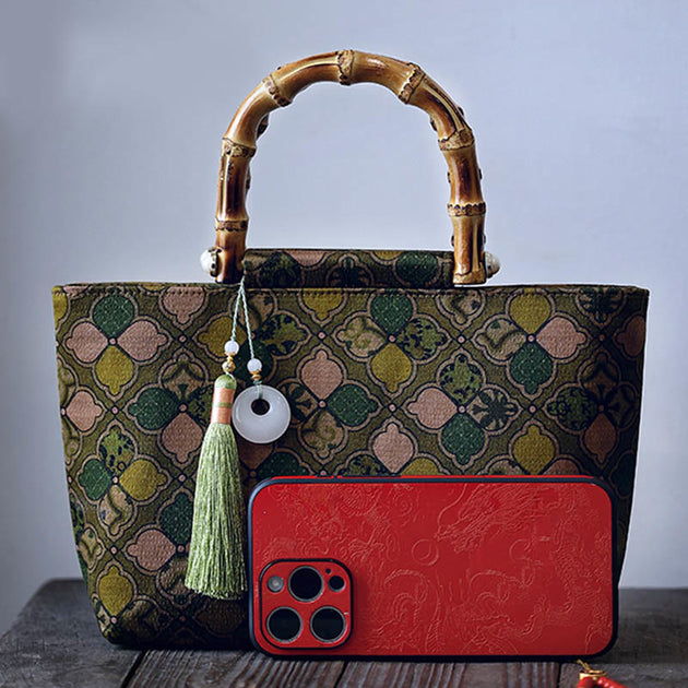 Buddha Stones Green Leaves Handbag Metal Chain Crossbody Bag Shoulder ...