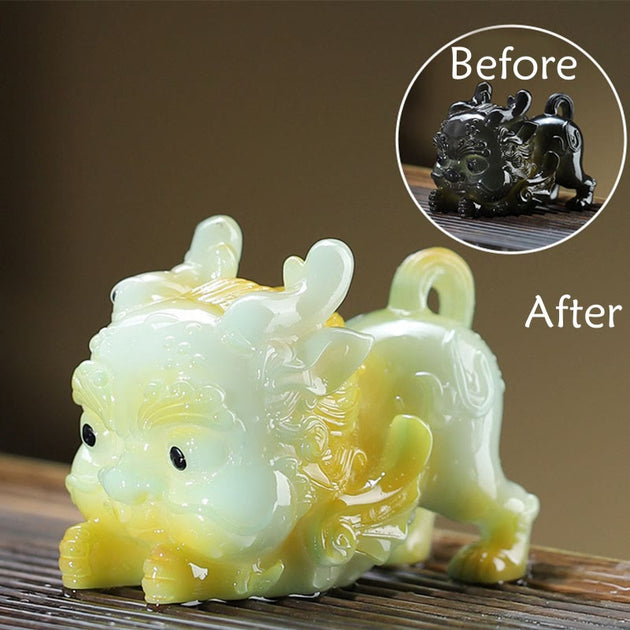 Buddha Stones Color Changing Small PiXiu Ingot Resin Tea Pet Wealth Ho ...
