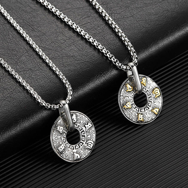 Buddha Stones Tibetan Om Mani Padme Hum Peace Buckle Creativity Neckla ...